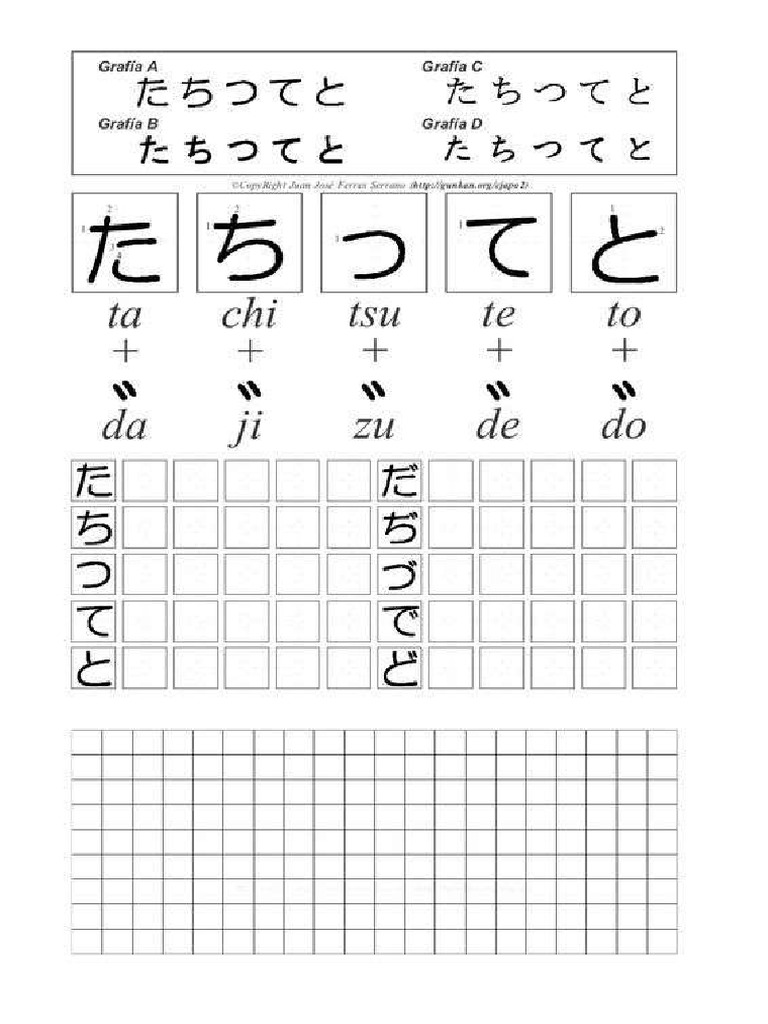 Hiragana Ta Tchi Tsu Te To | PDF