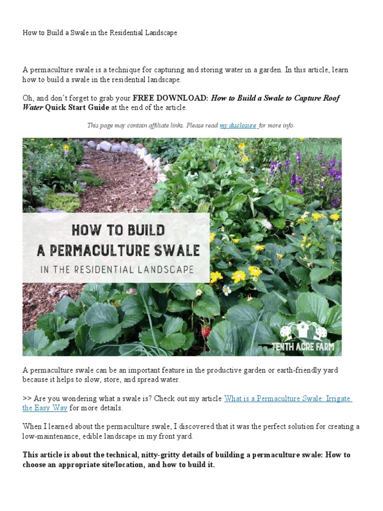 How To Build A Swale in The Residential Landscape | PDF | Storm Drain ...