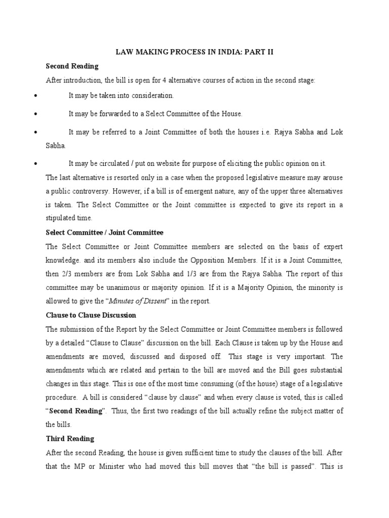 Law Making Process in India - Partii730196 - 1628436356 | PDF | Bill ...
