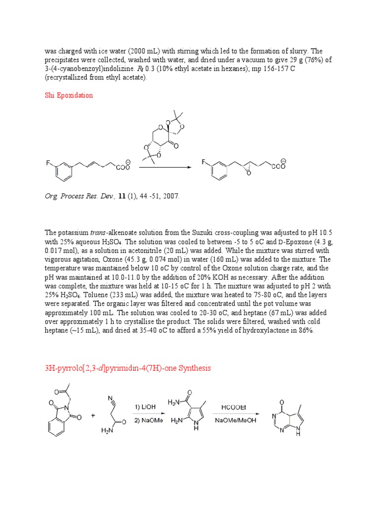 Shi Epoxidation: Org. Process Res. Dev., 11 (1), 44 - 51, 2007 ...