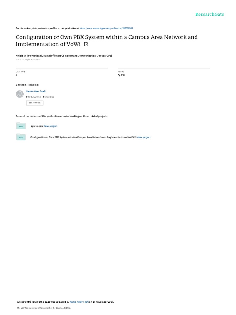 Configuration of Own PBX System Within A Campus Ar | Download Free PDF ...