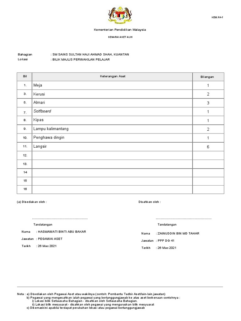 Borang Kew Pa 7 | PDF