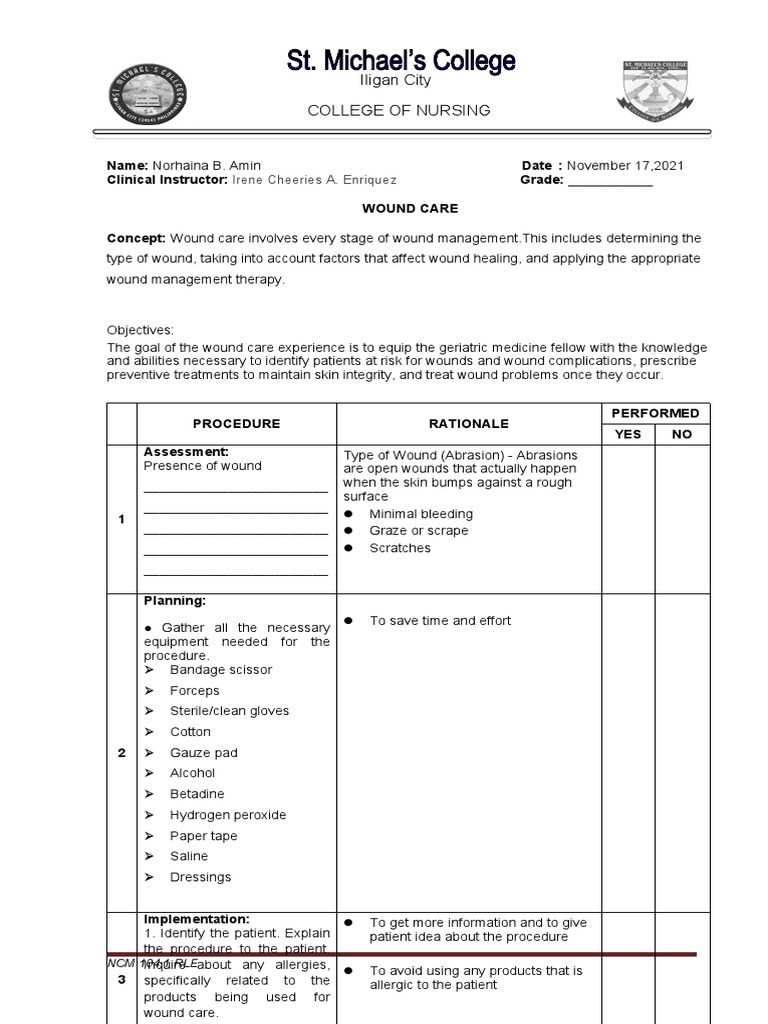 Wound Care Checklist | PDF | Wound | Medical Specialties