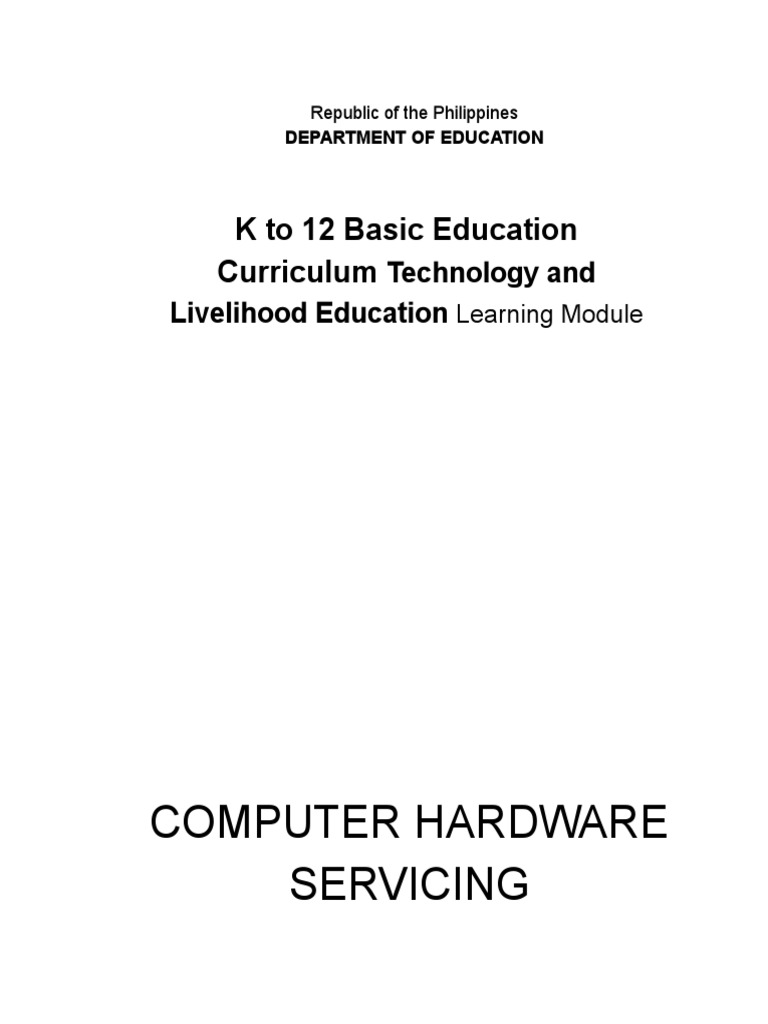 K To 12 PC Hardware Servicing Learning Module | PDF | Computer Data ...