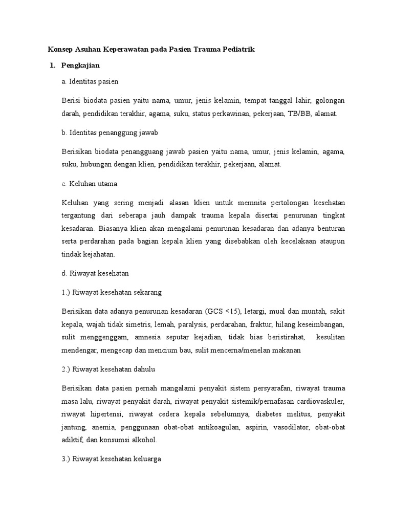 Konsep Askep Trauma Pediatrik | PDF