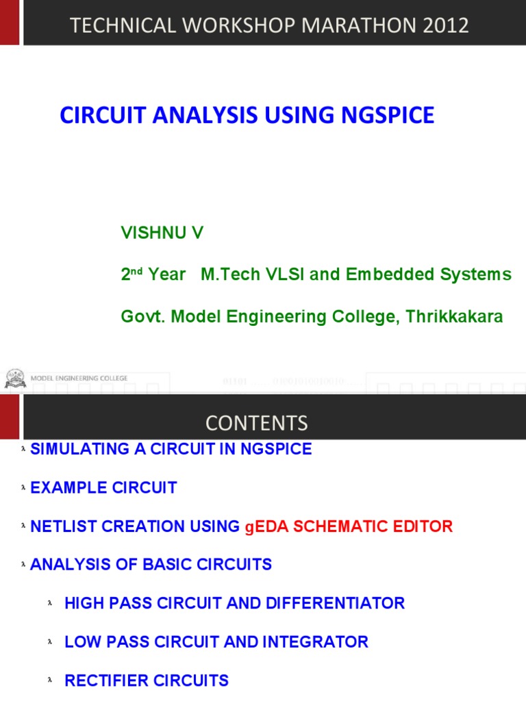 Circuit Analysis Using Ngspice: Technical Workshop Marathon 2012 | PDF ...