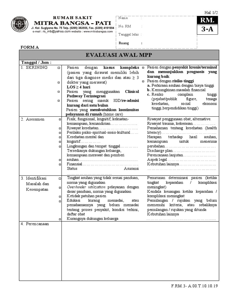 RM. 3-A Evaluasi MPP Form A Dan B | PDF