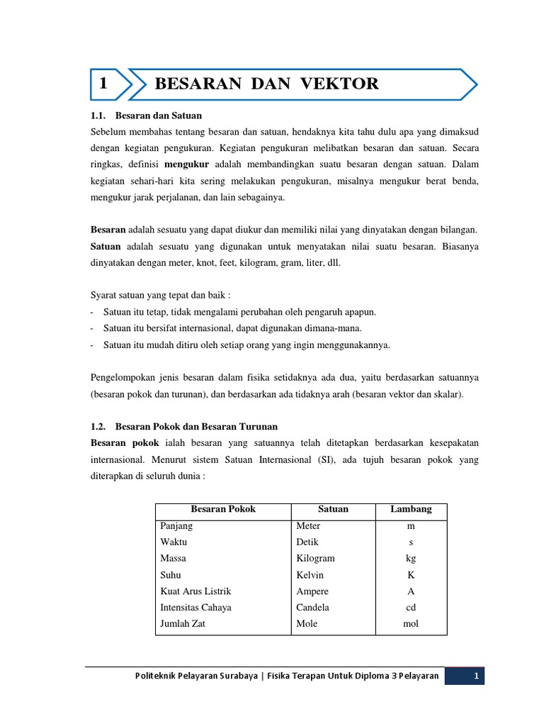 Bab 1 Besaran Dan Vektor | PDF | Metode & Bahan Ajar