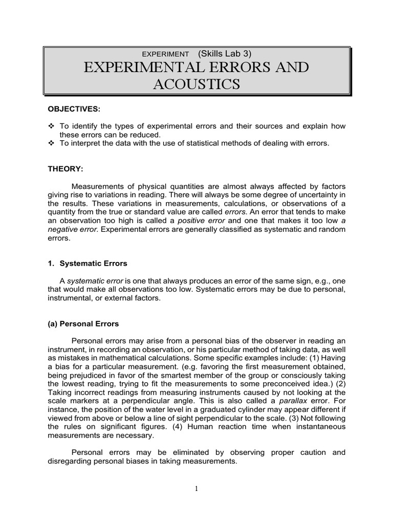 Activity 3 Acoustics and Experimental Errors (Ver06182020) | PDF | Observational Error | Variance