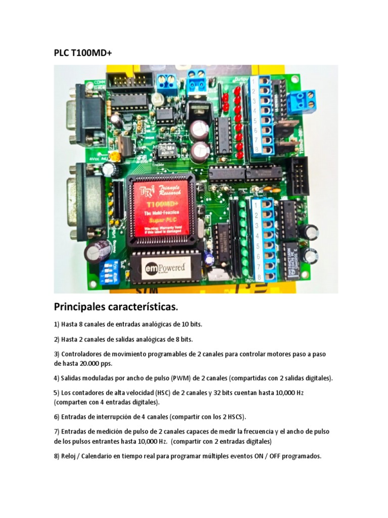 PLC T100MD+: Principales Características | PDF | Controlador lógico ...