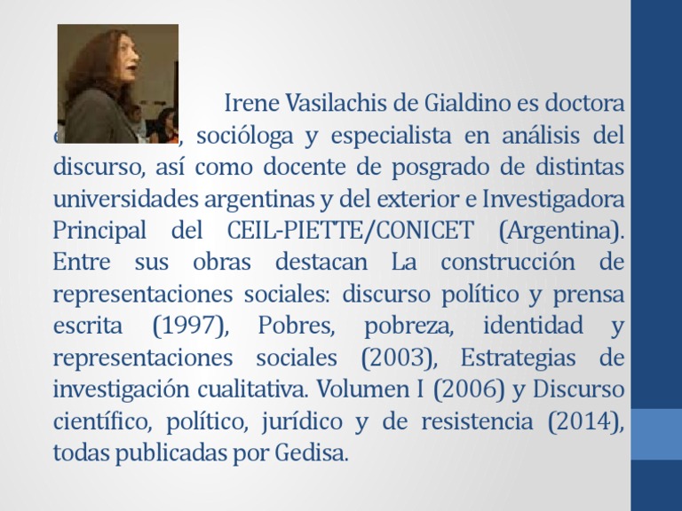 Datos Biograficos de Irene Vasilachis de Gialdino | PDF