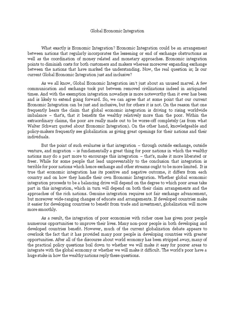 Global Economic Integration | PDF | Globalization | Economic Integration