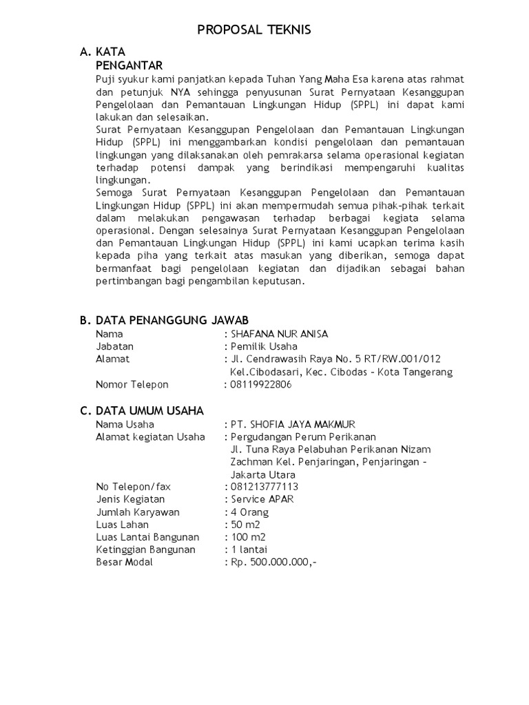 Proposal Teknis SPPL | PDF
