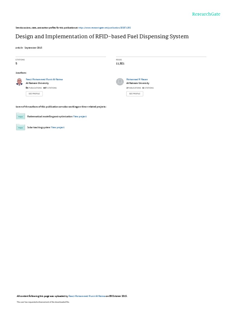 Design and Implementation of RFID-based Fuel Dispensing System | PDF ...