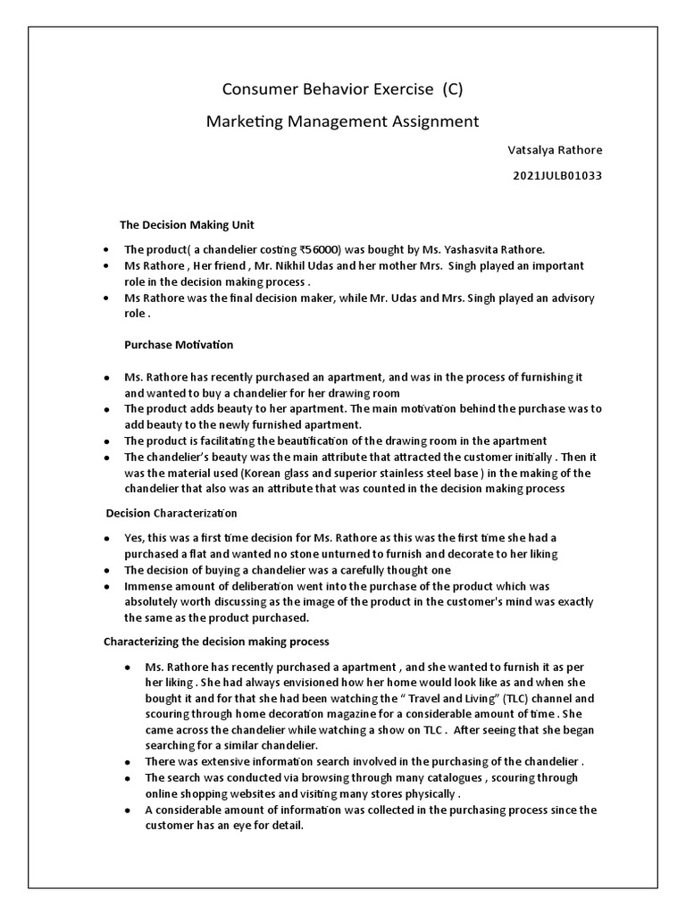 Chandelier Purchase Decision Analysis | PDF | Consumer Behaviour ...