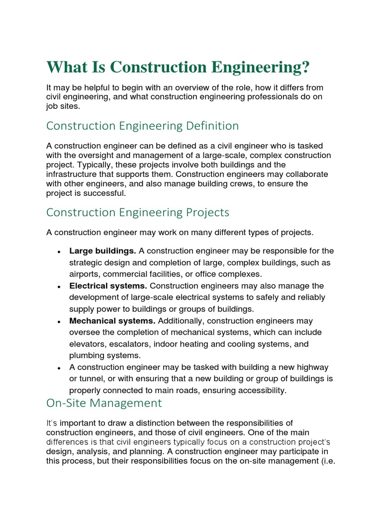 What Is Construction Engineering? | PDF | Engineering | Engineer