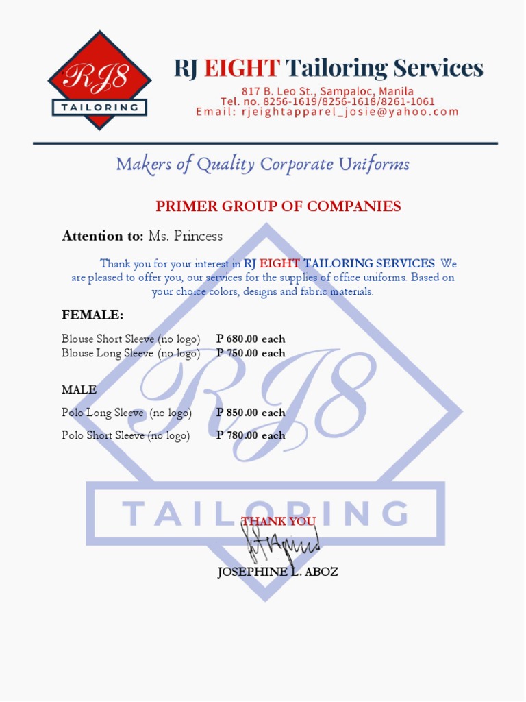 Primer Group of Companies Quotation | PDF | Customer | Business Economics