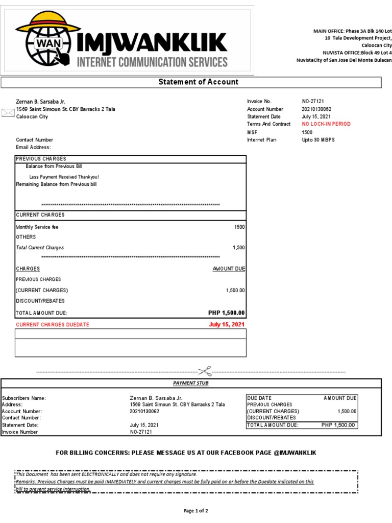 Statement of Account: Caloocan City | PDF | Information Technology ...