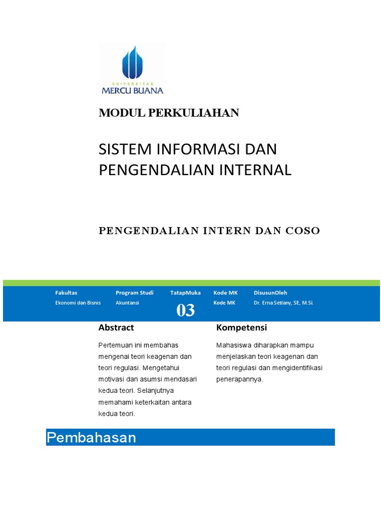 Modul Sistem Informasi Dan Pengendalian Internal (TM3) | PDF