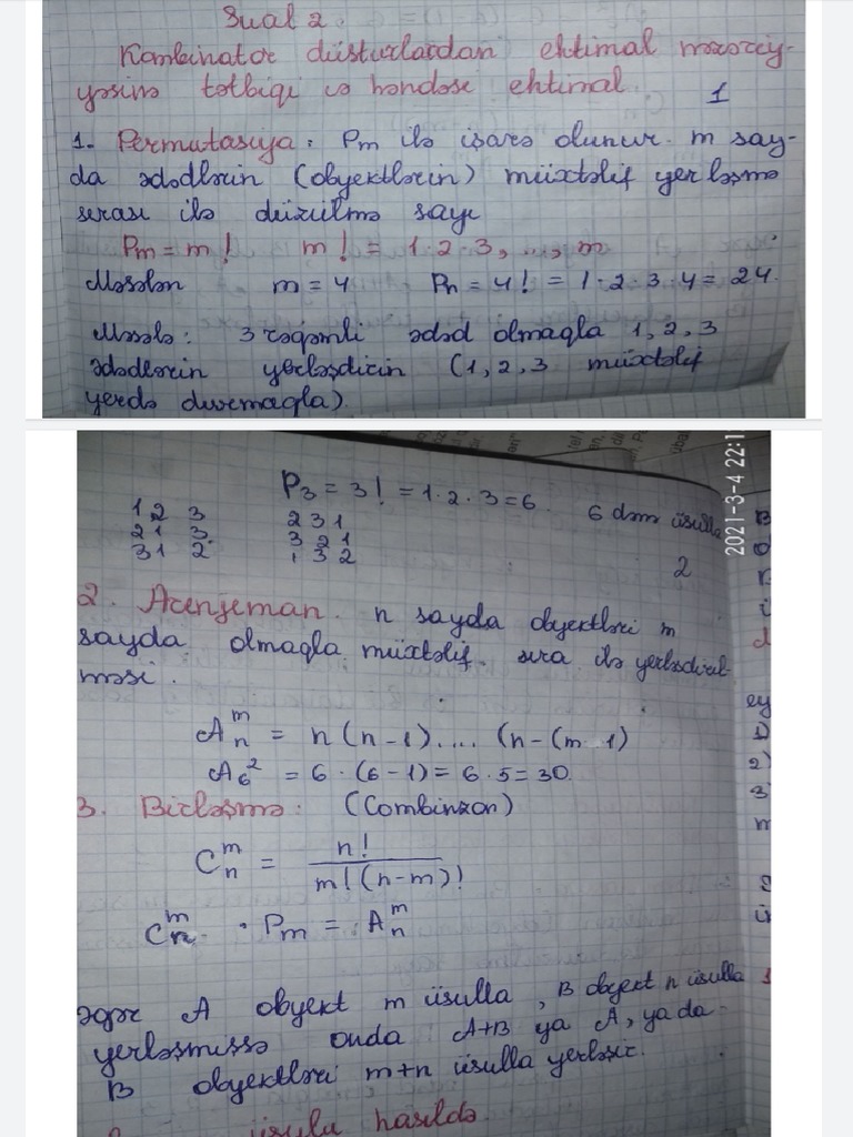 2-Kombitarkonun Əsas Düsturları VƏ Ehtimalın Tapılmasında Tətbiqi ...