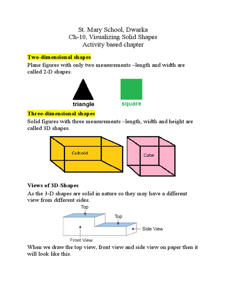 Visualizing Solid Shapes Class VIII | PDF | Vertex (Geometry) | Shape