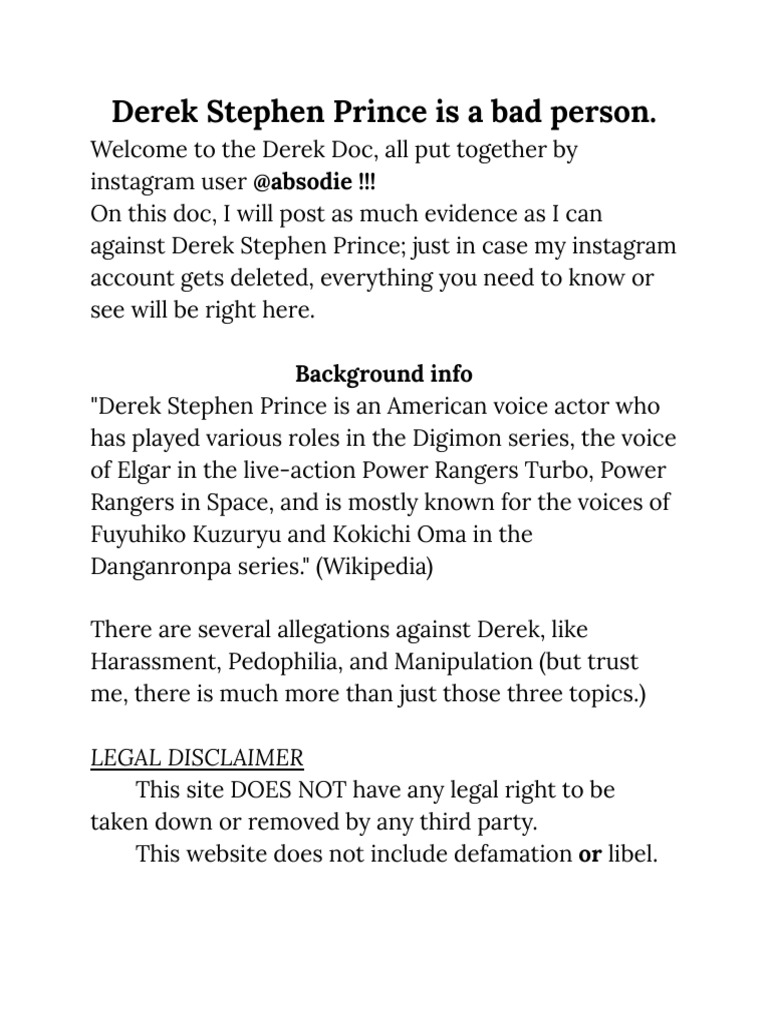 Derek Stephen Prince | Download Free PDF | Defamation | World Wide Web