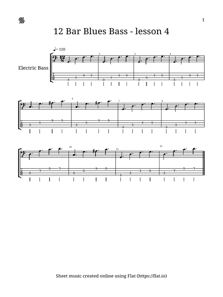12 Bar Blues Bass Lesson 4 | PDF