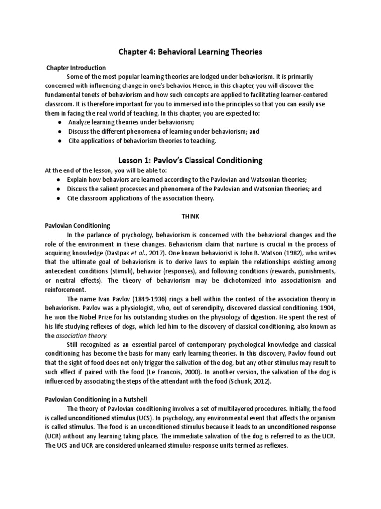 Exploring Classical Conditioning Theories and Their Applications in Education | PDF ...