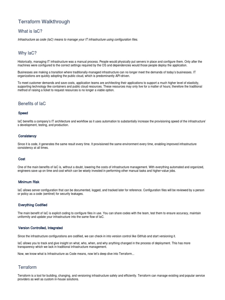 Terraform Walkthrough | PDF | Parameter (Computer Programming) | Cloud Computing