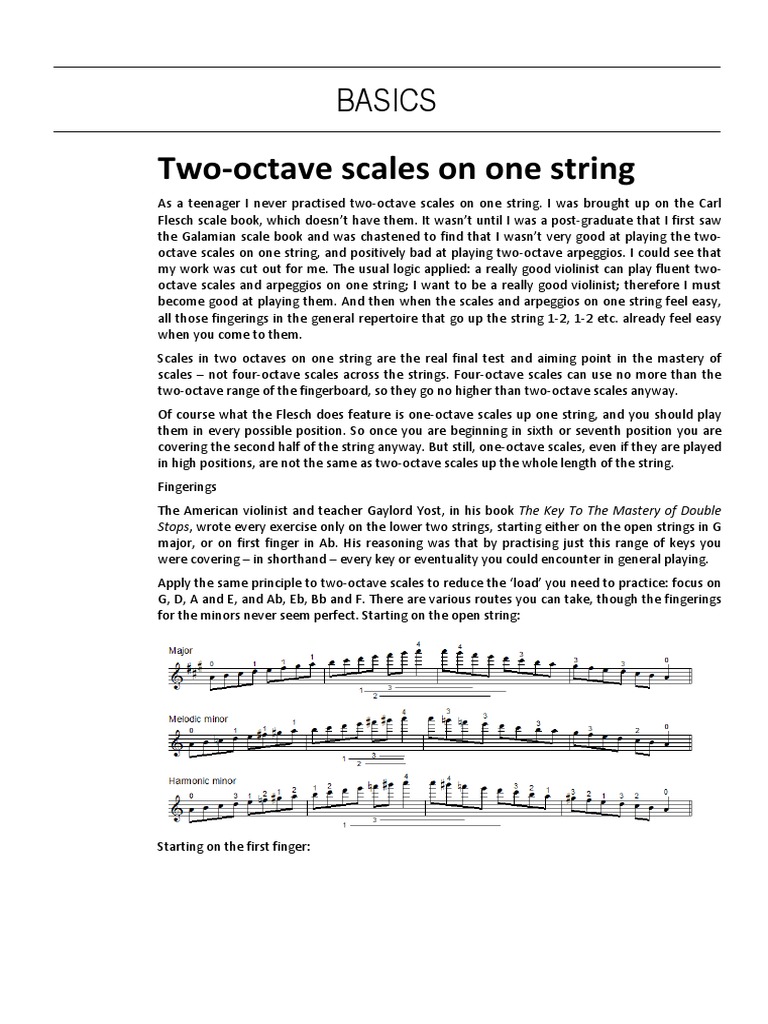 Two-Octave Scales On One String 14 | PDF | Violin | String Instruments