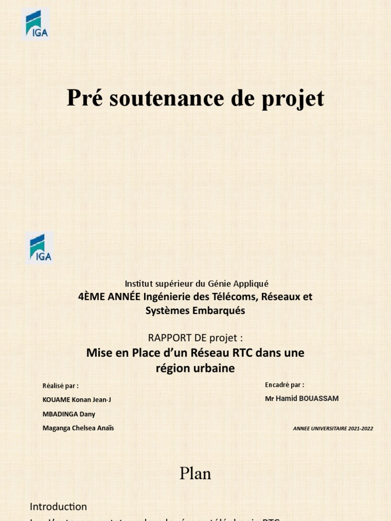 Pré Soutenance de Projet RTC | PDF | Topologie de réseau | Commutateur téléphonique