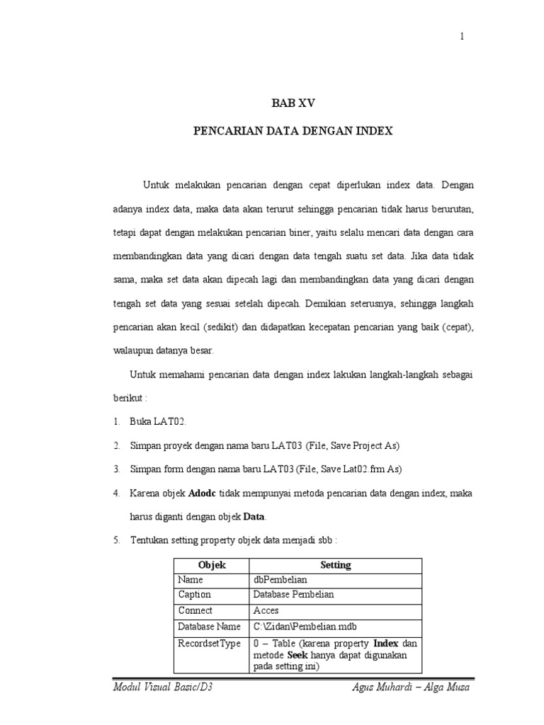Pencarian Data dengan DBGrid VB6 | PDF | Metode & Bahan Ajar | Komputer