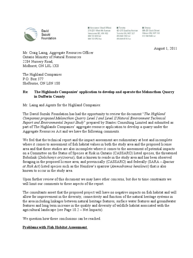 DSF Highlands Companies Aggregate Proposal - Letter to OMNR - Final ...