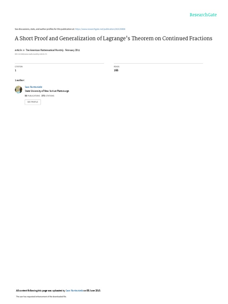 A Short Proof and Generalization of Lagranges The | PDF | Function ...