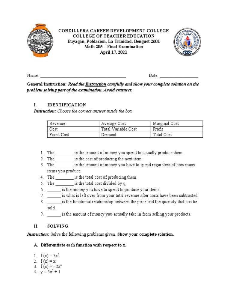 Problem Solving Part of The Examination. Avoid Erasures | PDF