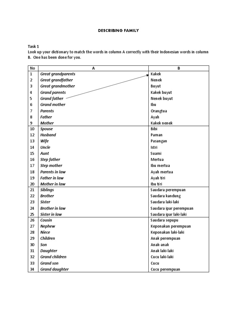 Family Relationships and Descriptions | PDF