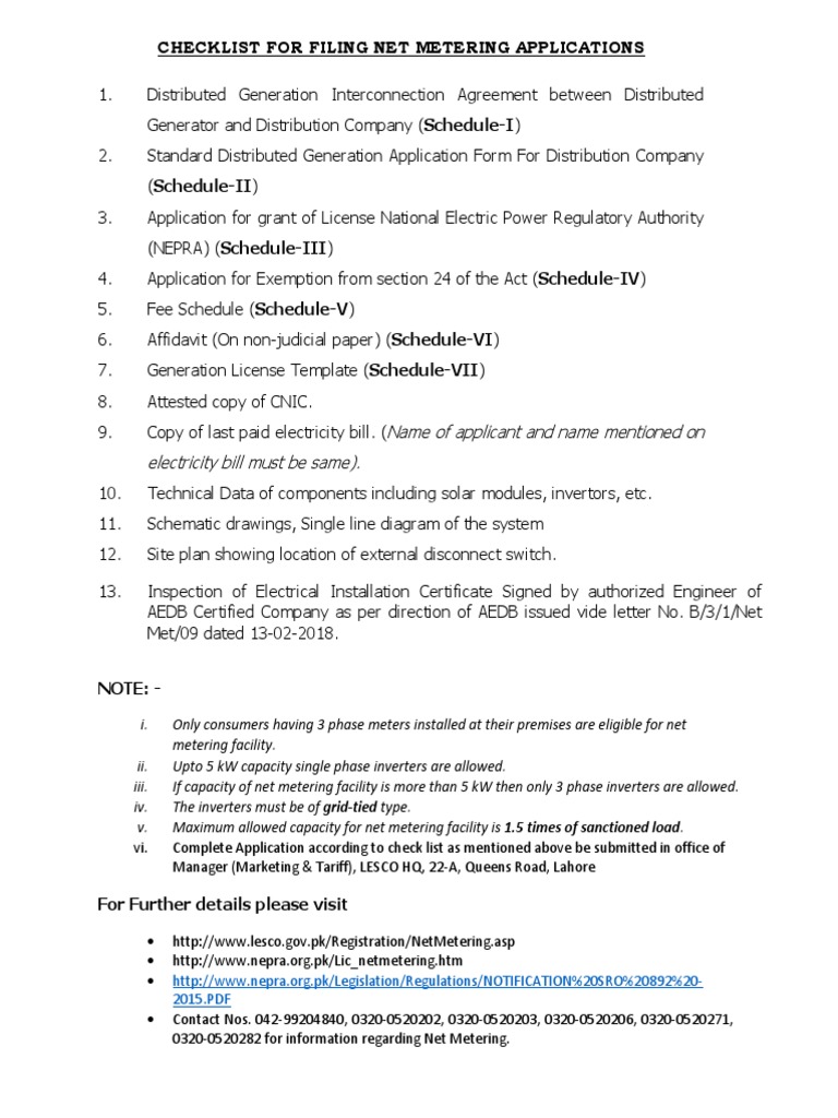 Net Metering Application Checklist | PDF | Finance & Money Management ...