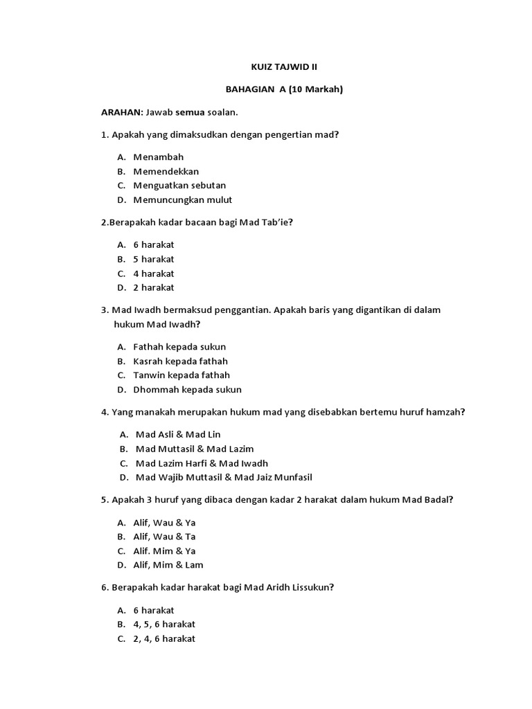 Kuiz Tajwid Ii | PDF