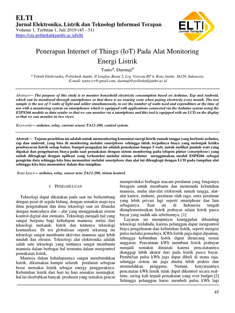 Penerapan Internet of Things (Iot) Pada Alat Monitoring Energi Listrik ...