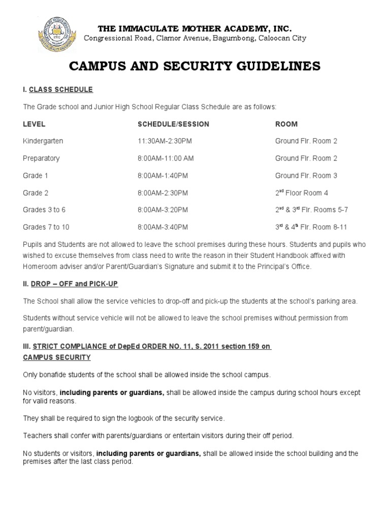 Campus and Security Guidelines | PDF | Human Life Stages | Youth