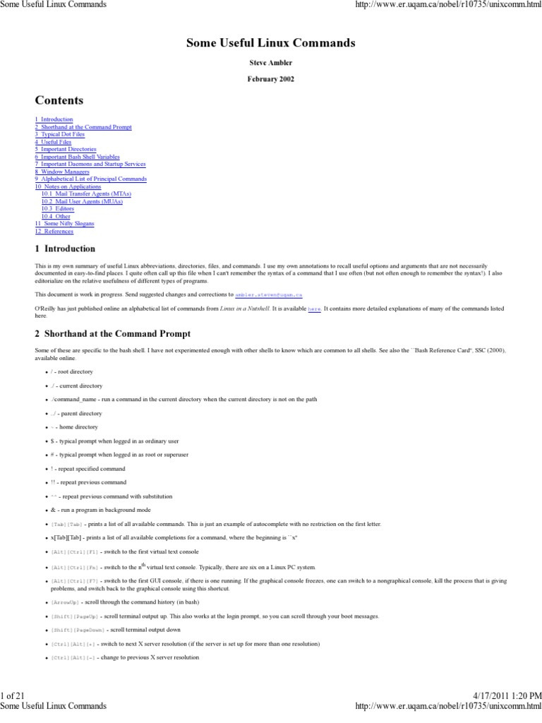 Some Useful Linux Commands | PDF | Desktop Environment | Command Line ...
