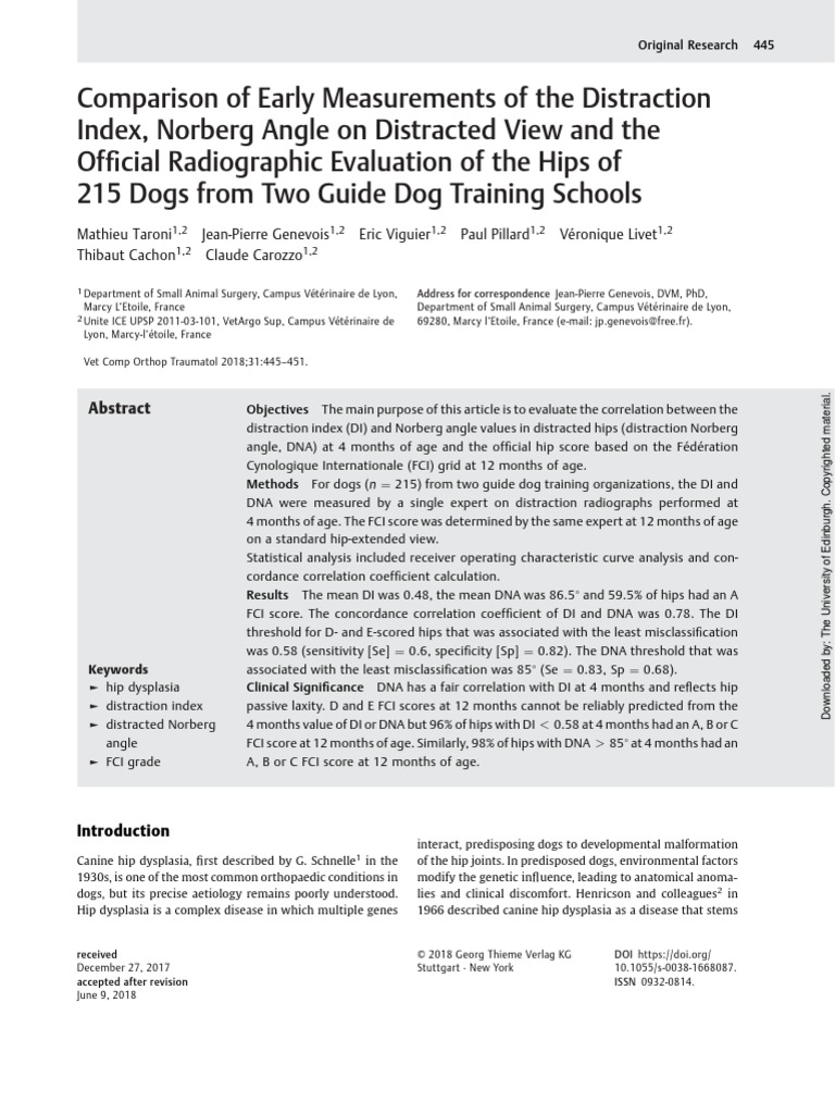 Comparison of Early Measurements of The Distraction Index, Norberg ...