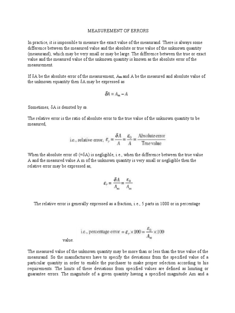 Measurement of Errors | PDF | Observational Error | Measurement