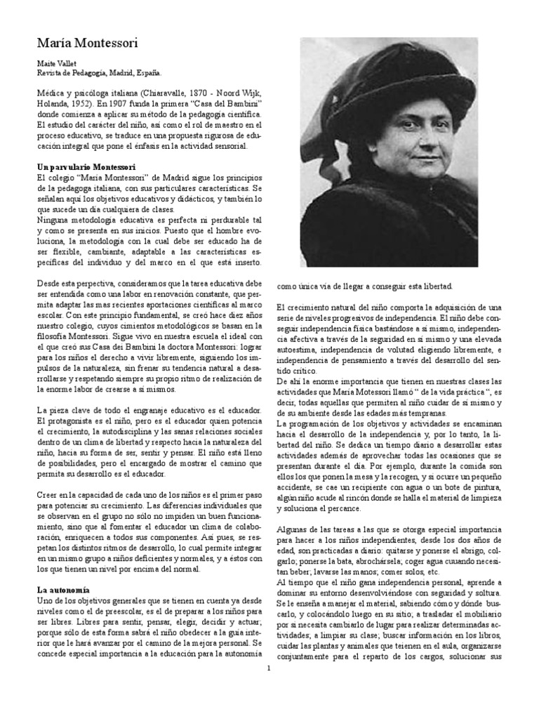 Maria Montessori | Educación Montessori | Educación de la primera ...
