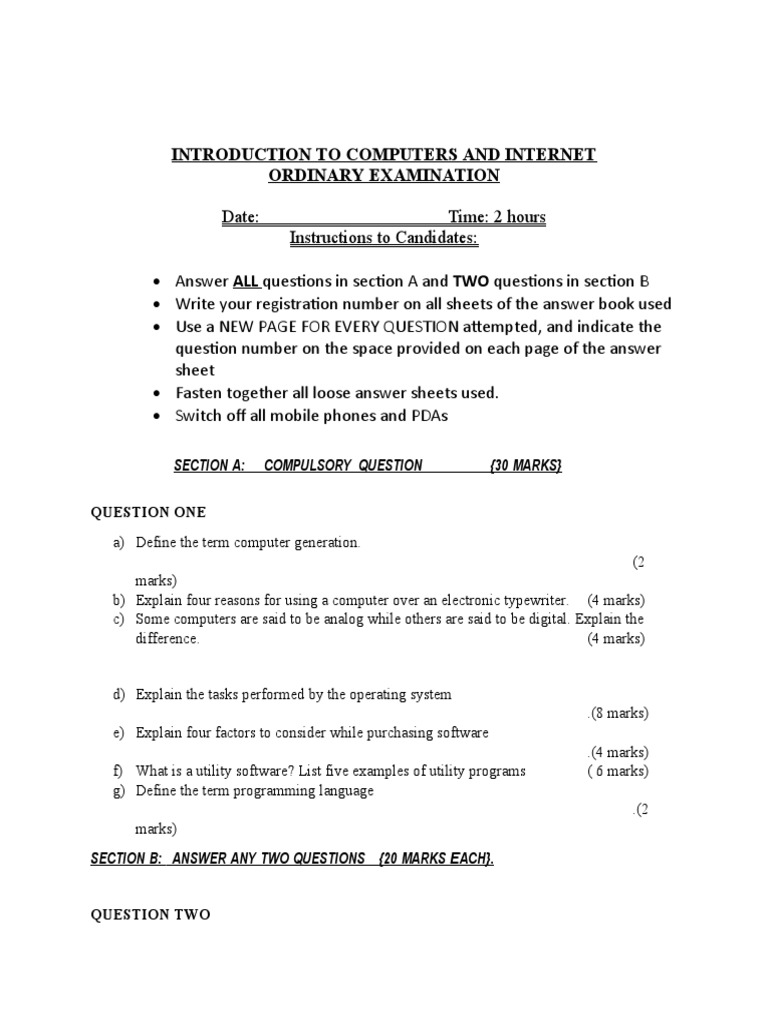 Past Paper - Computer Studies | PDF | Spreadsheet | Internet