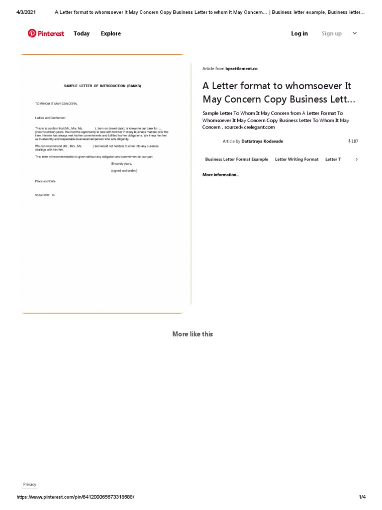 How To Write A Formal Letter To Whom It May Concern