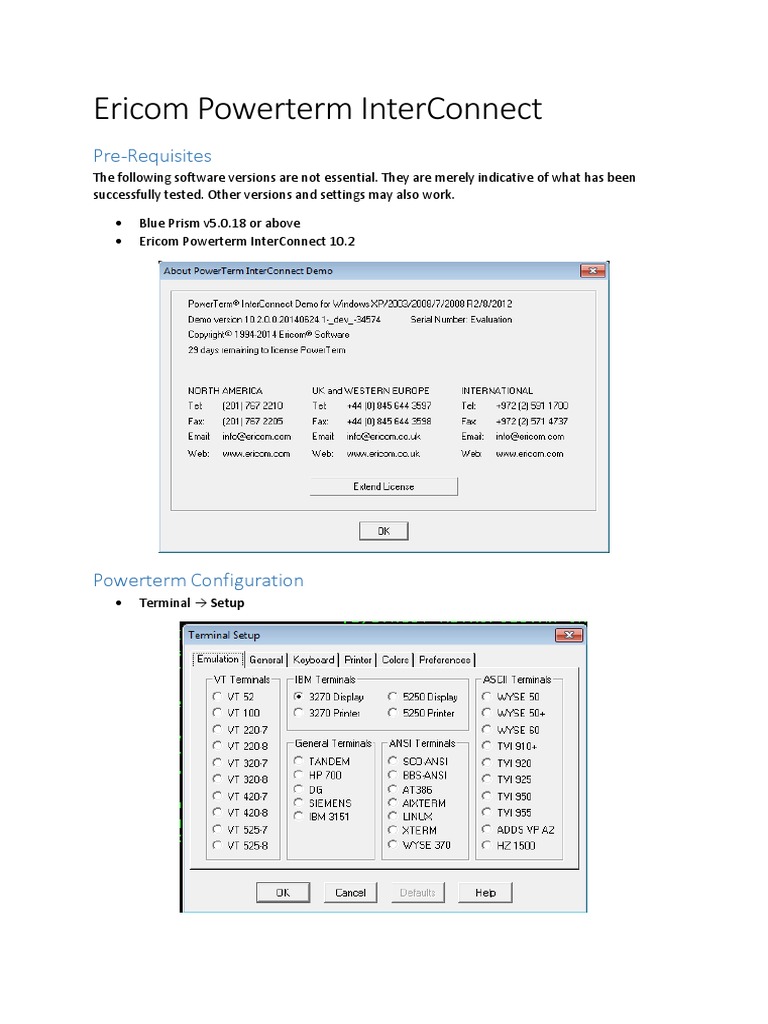 Powerterm & Blue Prism Setup Guide | PDF | Games & Activities | Computers