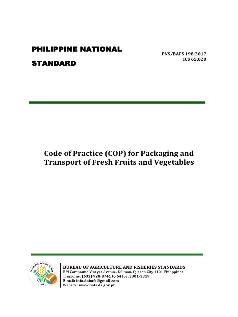 PNS 198:2017 Code for Vegetable Packaging | PDF | Pallet | Cargo