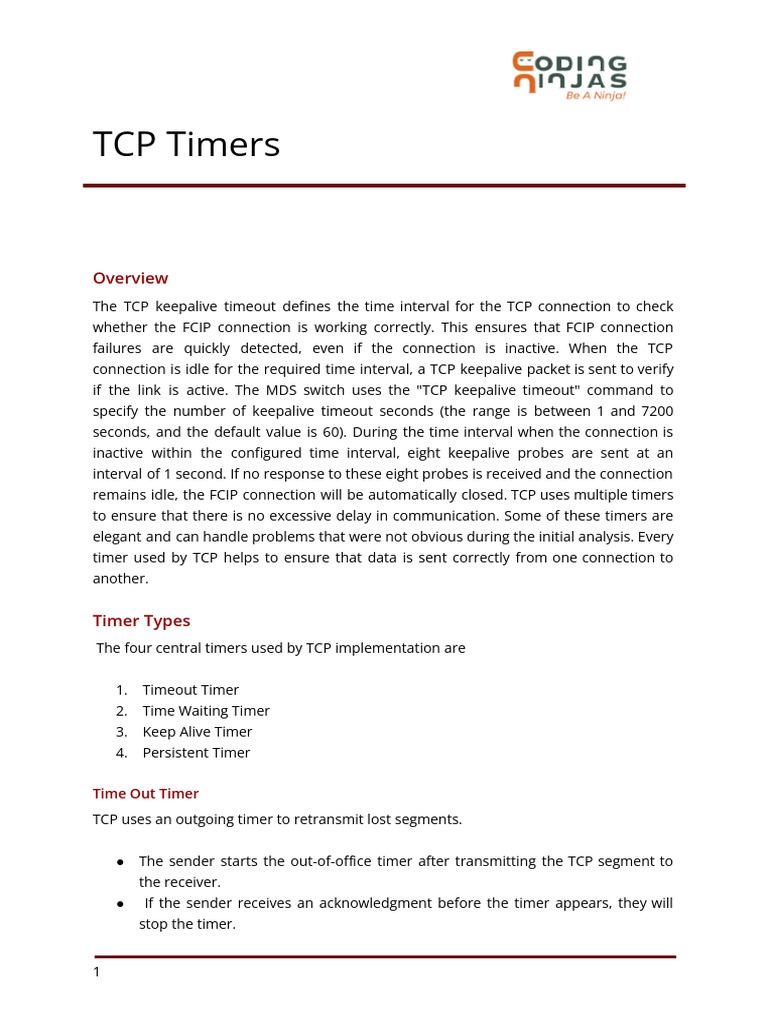 TCP Timers Explained | PDF | Transmission Control Protocol ...