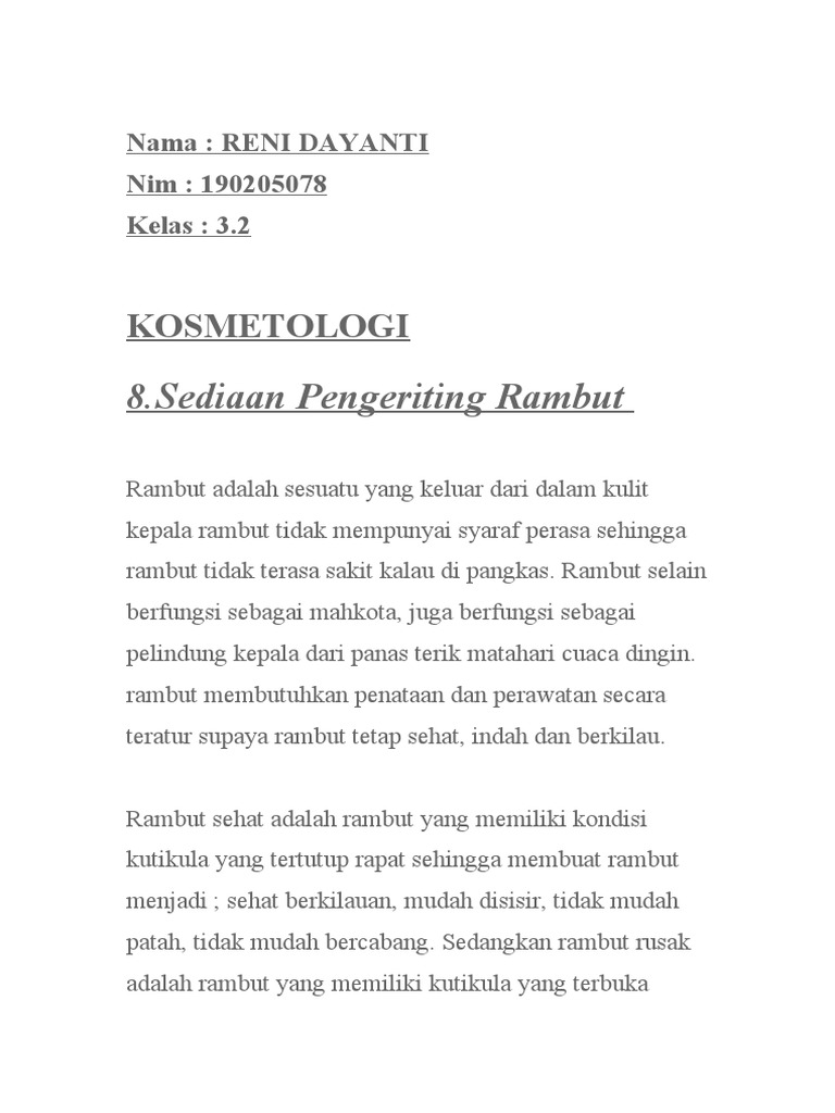 Sediaan Pengeriting Rambut | PDF